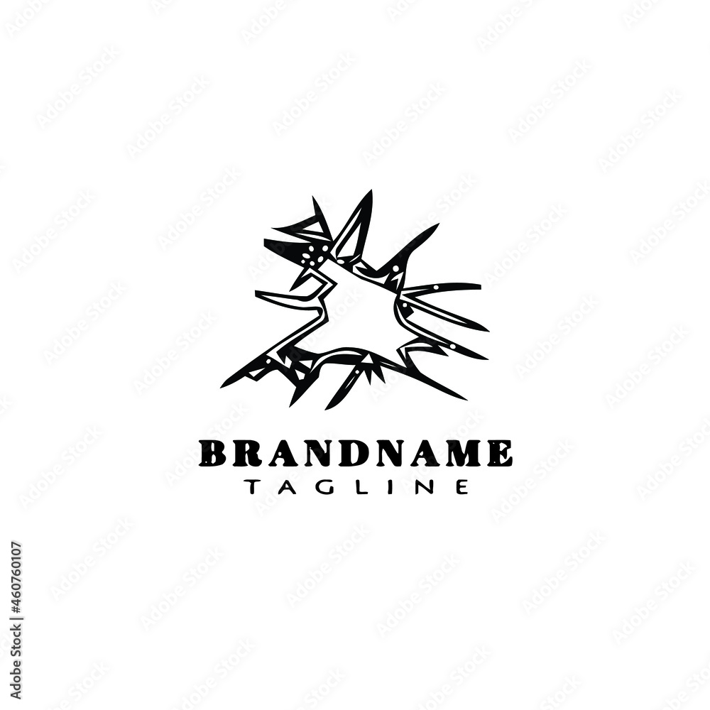 shattered cracked glass logo cartoon icon design black isolated vector ...