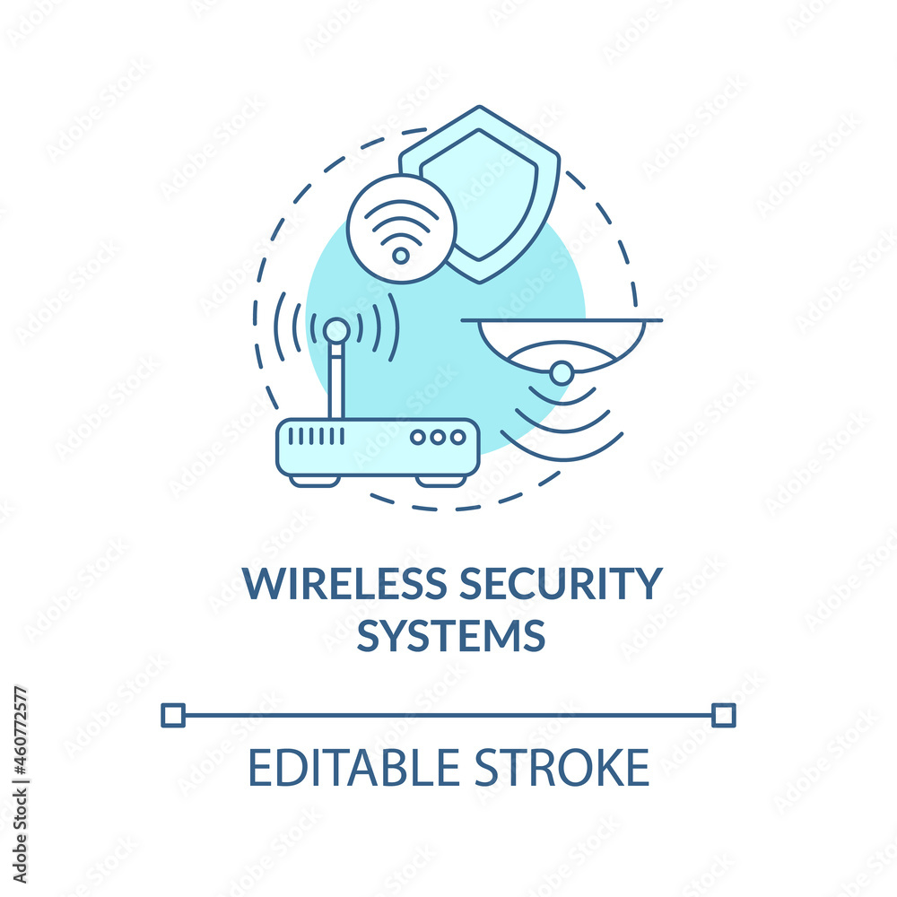 Wireless security systems blue concept icon. Smart home abstract idea ...