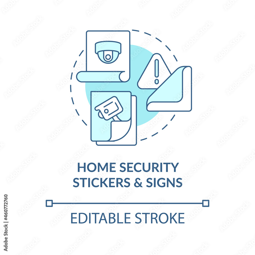 Home security stickers and signs blue concept icon. Burglary prevention ...