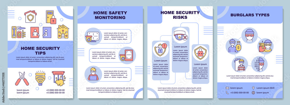 Home security tips brochure template. Protection system. Flyer, booklet ...