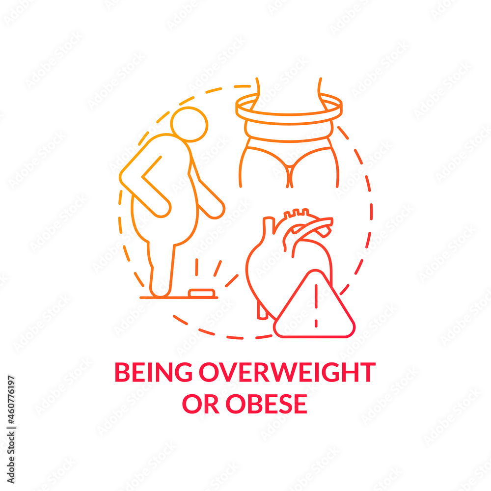Being overweight and obese concept icon. Hypertension cause abstract ...