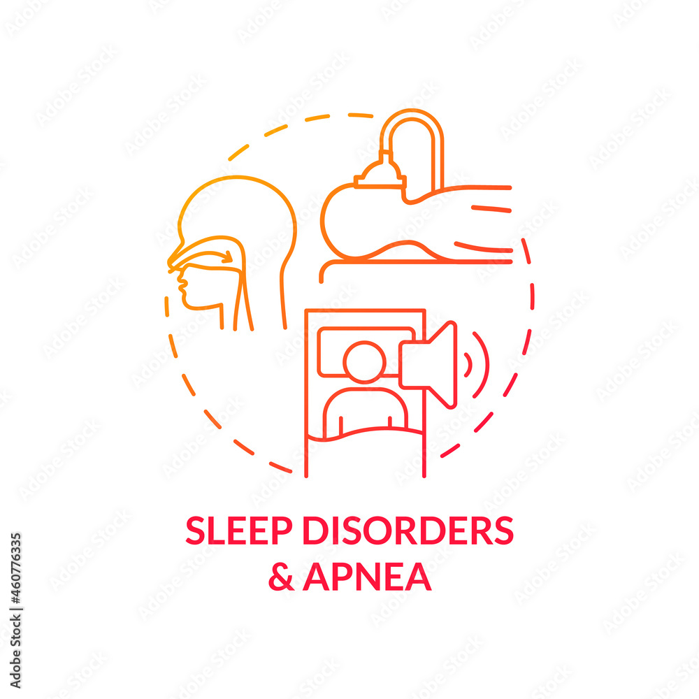 Sleep disorders and apnea concept icon. Hypertension cause abstract ...