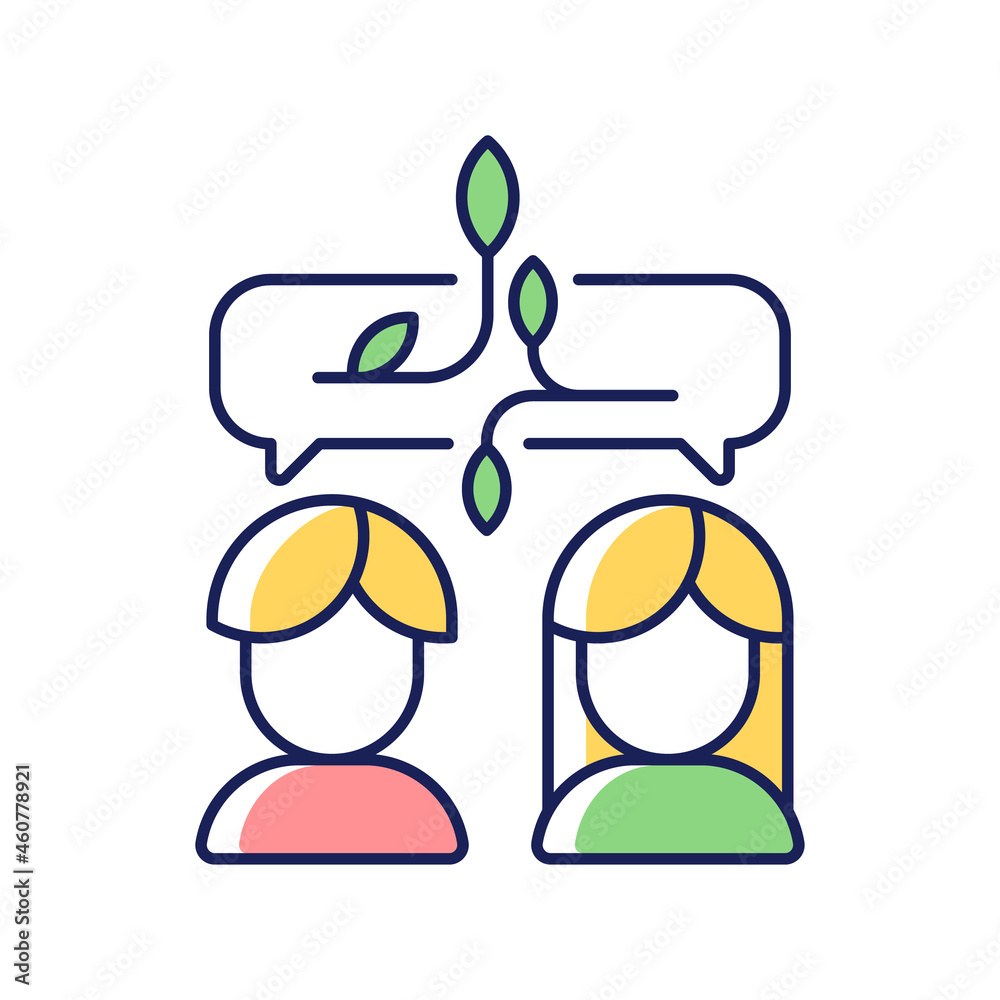 Nonviolent communication RGB color icon. Honesty and compassion ...