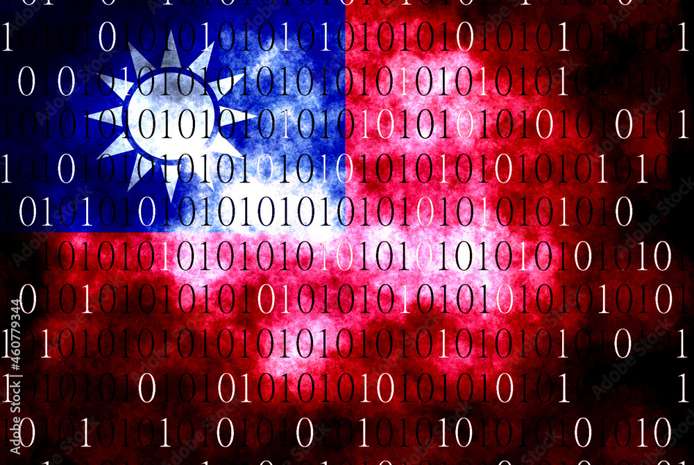 01010 Black and white digital background with Taiwanese flag ...