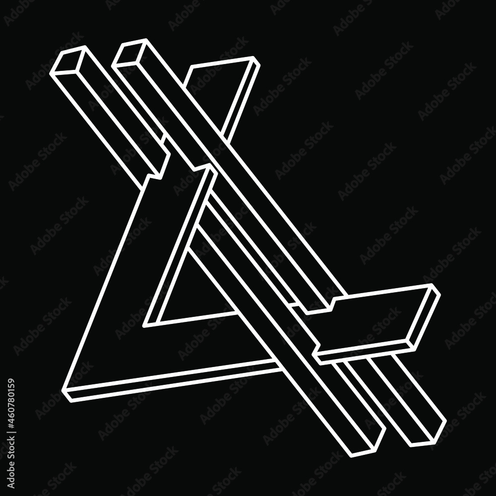 Impossible shapes. Sacred geometry figures. Optical illusion. Abstract ...