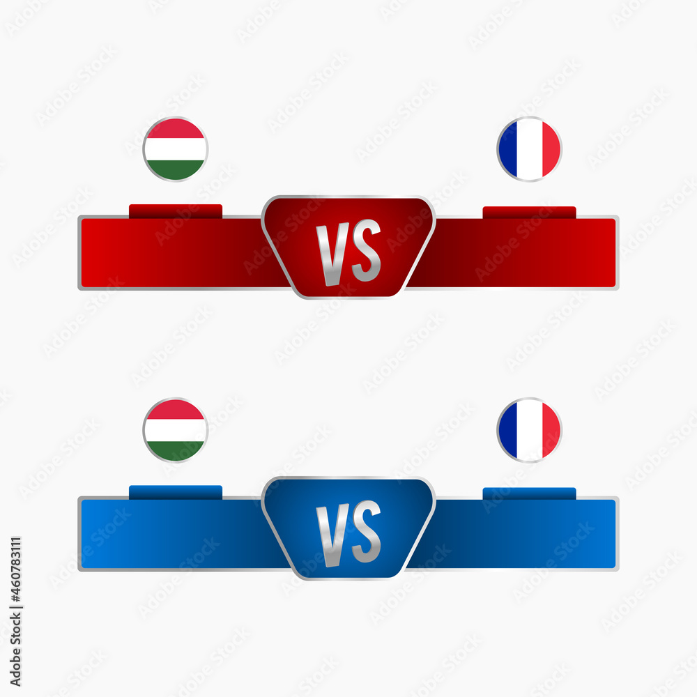 Versus screen. Vs battle headline, conflict duel between Red and Blue ...