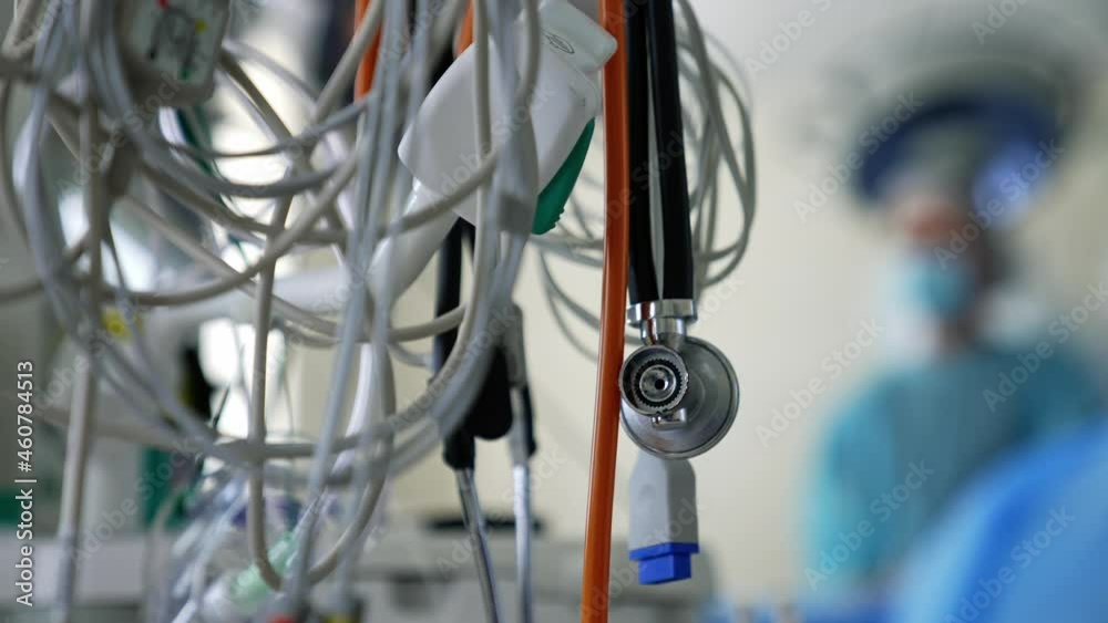 Mechanism of artificial lung ventilation in motion. Medical ventilator ...