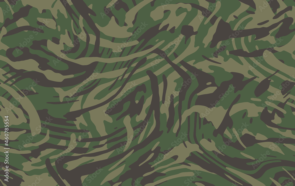 Abstract jungle camouflage seamless pattern. Camo background, curved ...