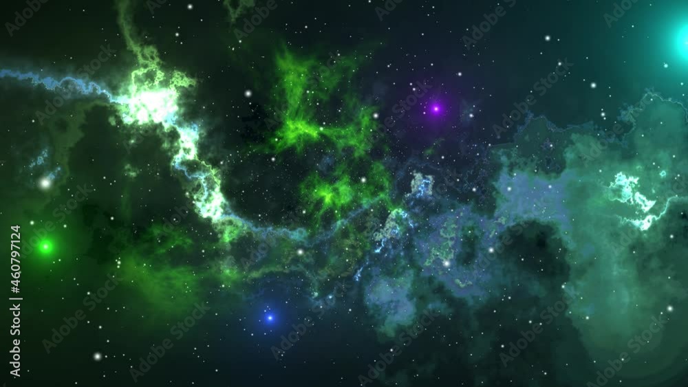 Flying through nebula space for animation. Passing stars motion design in HD. Video for science ...