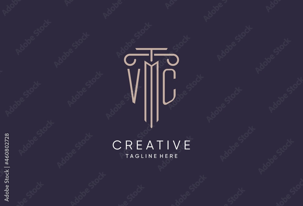 VC logo initial pillar design with luxury modern style best design for ...