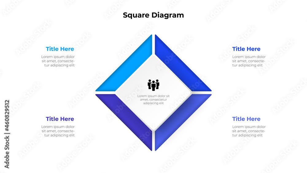 Square is divided into 4 parts. Concept of four options of business ...