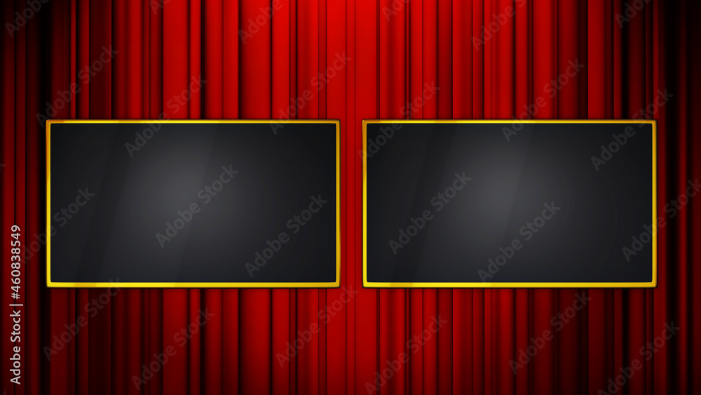 Red curtain Virtual background with 2 empty monitors, ideal for movie ...
