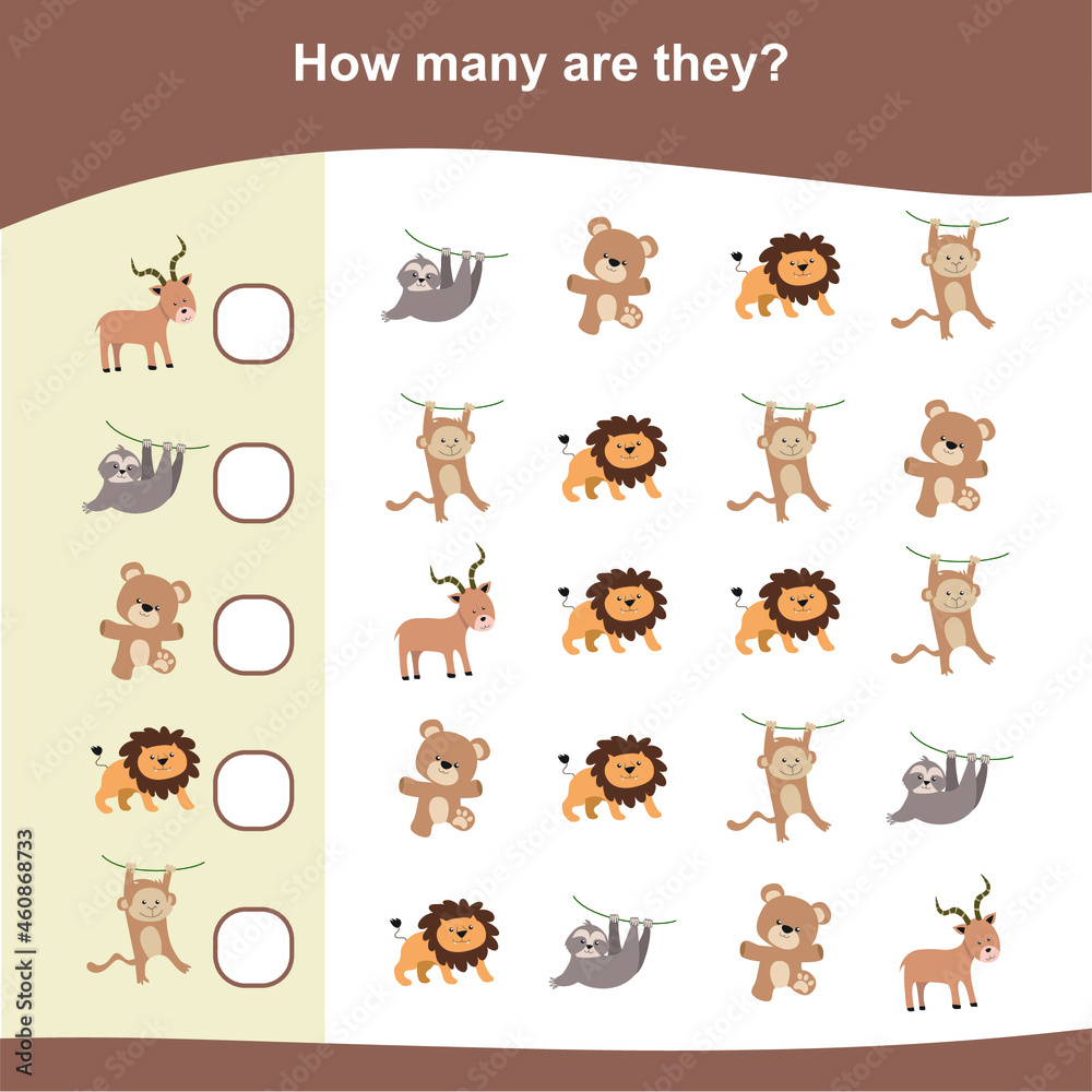 How many are they game. Counting animals for preschool. Cute math ...