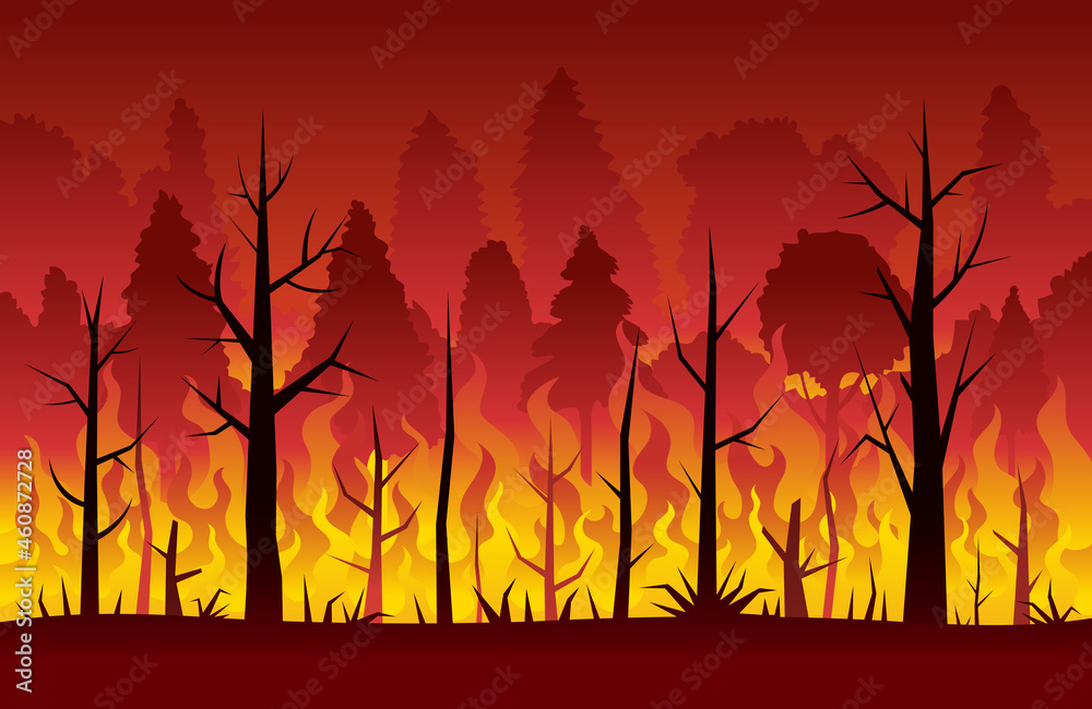 Wildfire, Forest Fire, Background, Natural Disaster Stock Vector ...