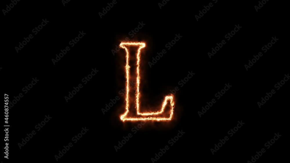 Letter L fire. Animation on a black background the letter 4K video is ...