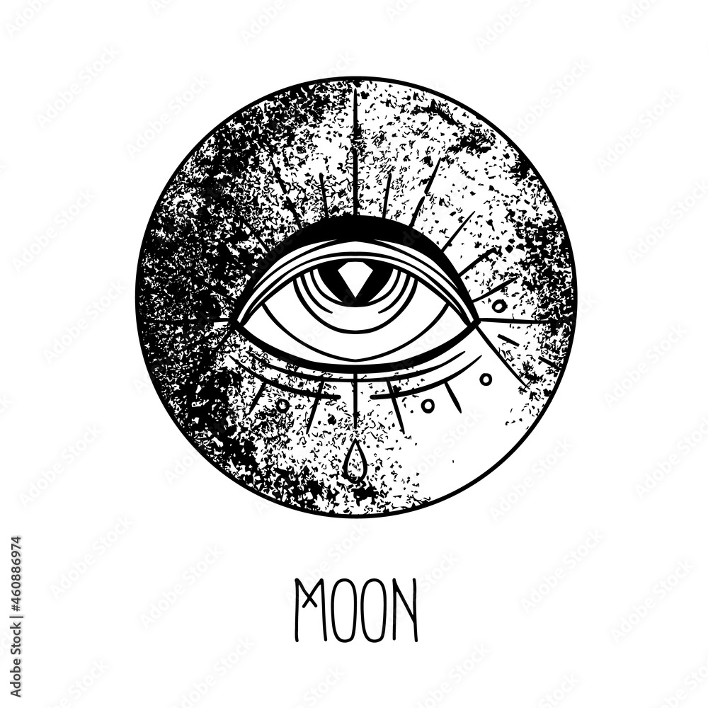 Eye of Providence. Masonic symbol. All seeing eye inside triple moon ...