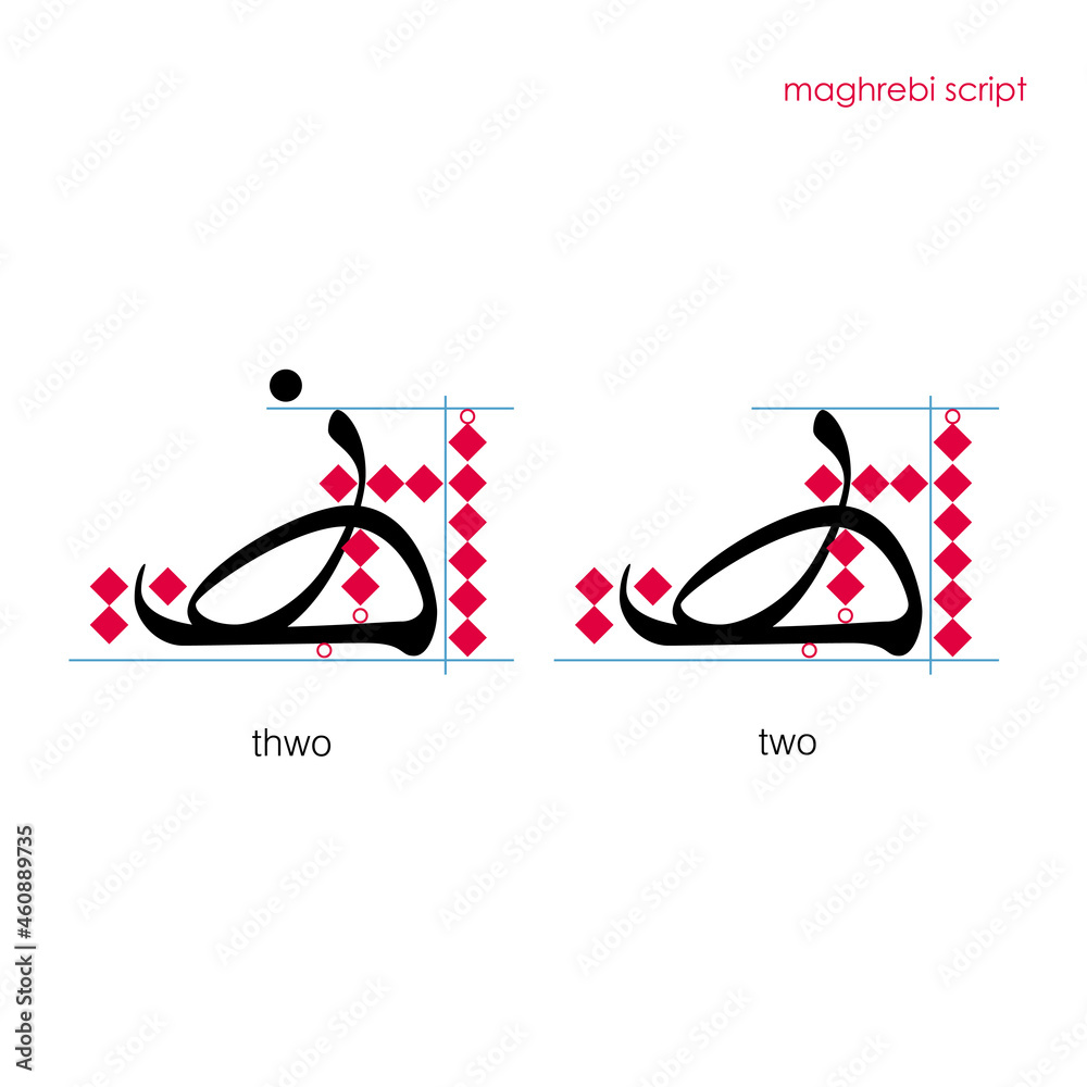 Arabic alphabet isolated letters calligraphy. Magrebi script arabic ...
