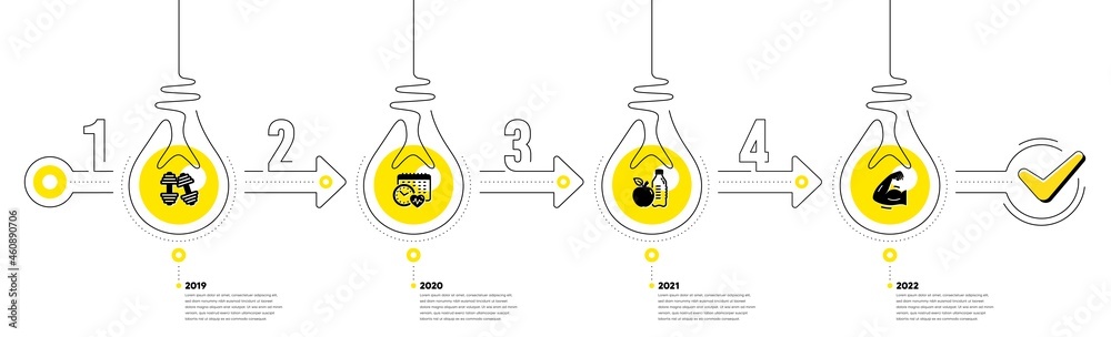 Gym Infographic timeline with 4 steps. Sport process diagram with ...