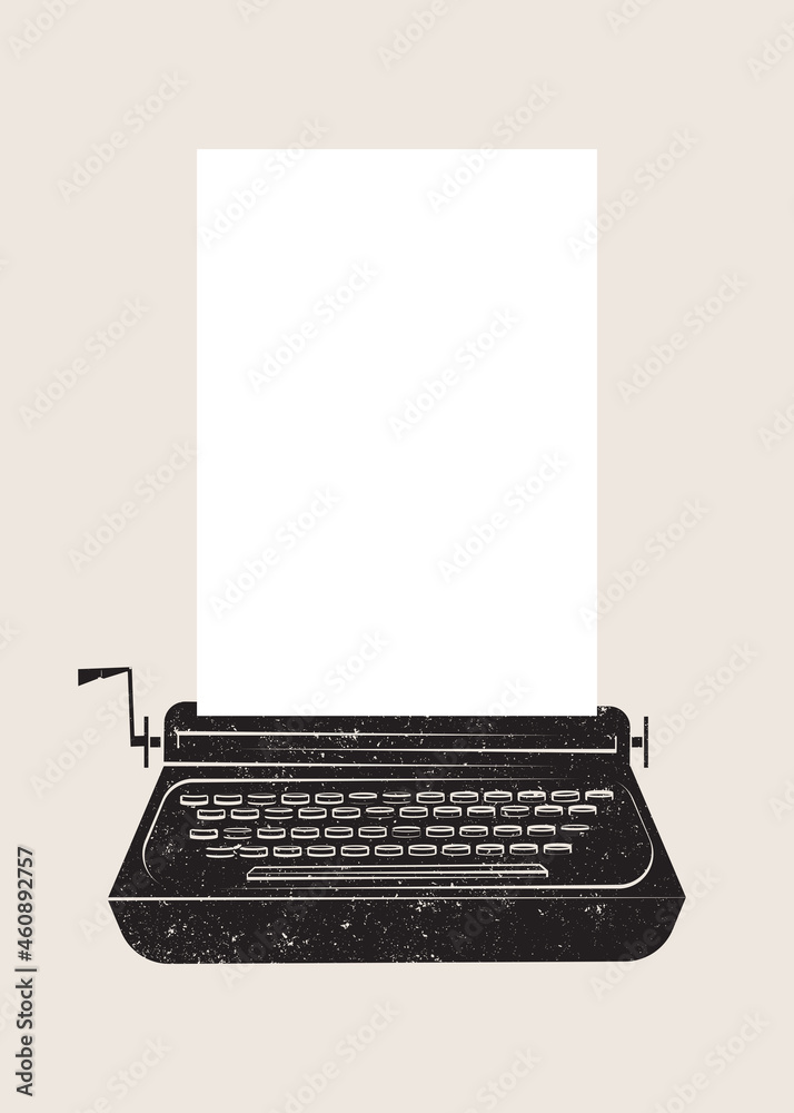 Typing machine with blank space. A4 format paper for your text or ...