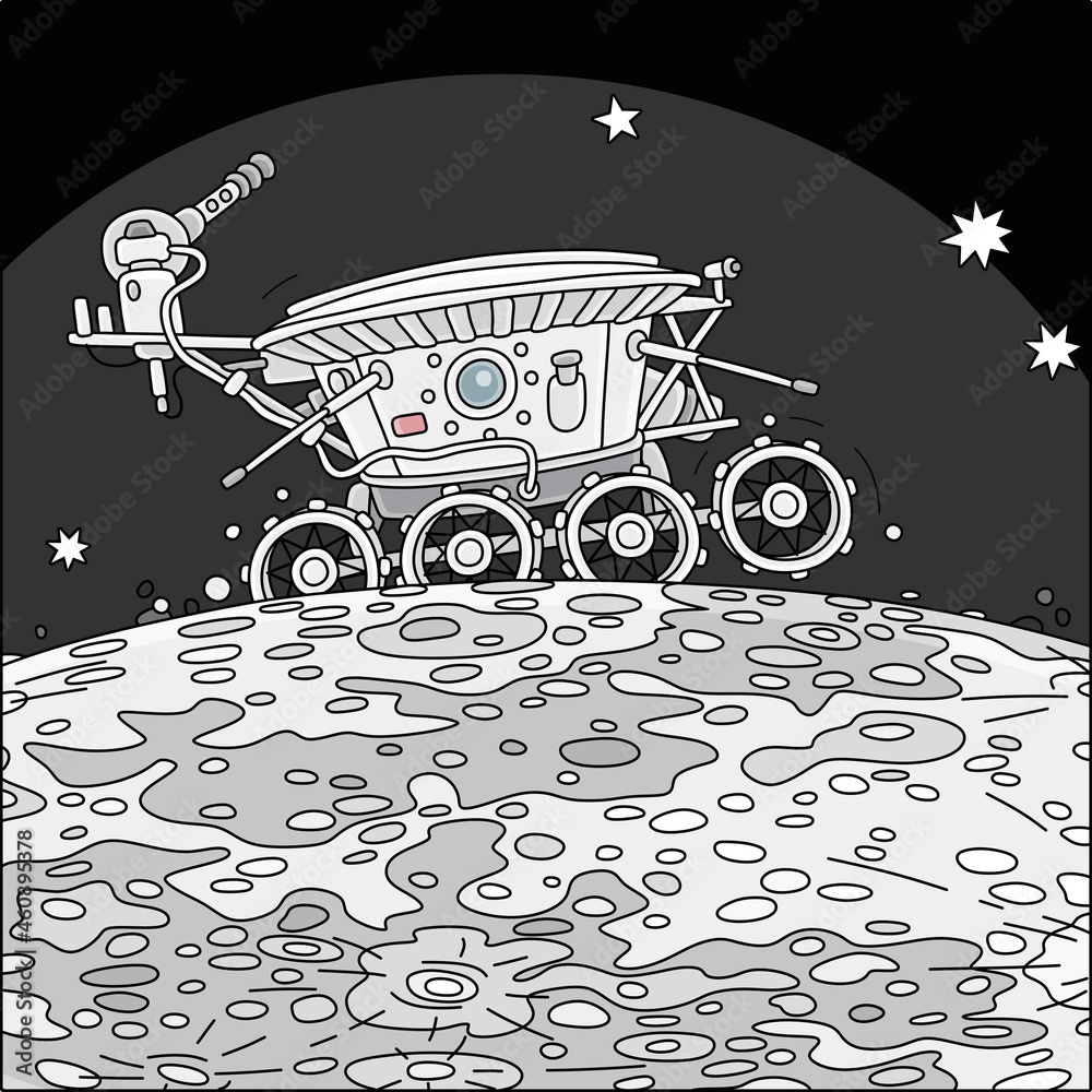 Lunar rover, Moon research vehicle exploring the satellite of the Earth ...