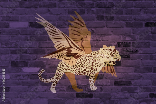 Leopard with four heads and four wings, prophecy of Daniel 7 Stock ...