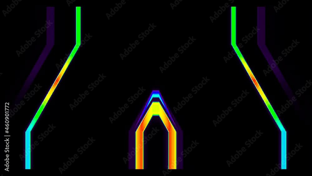 animated line shapes of glowing neon lines, on black background Stock ...