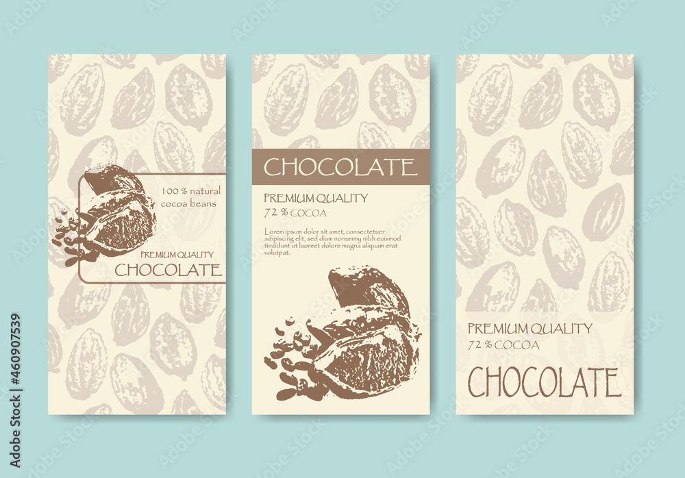Vector Set Of Chocolate Bar Package Designs Dark Chocolate. Editable ...