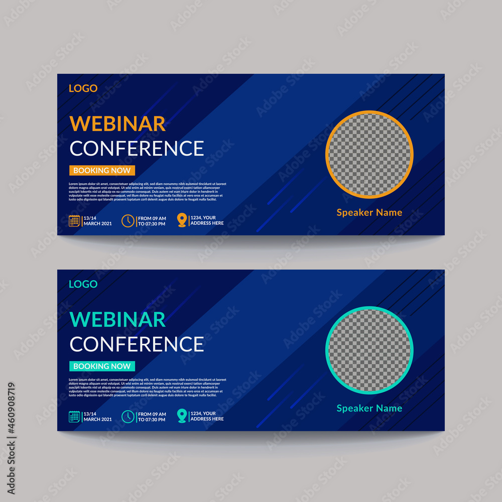 Business webinar conference horizontal banner design. Modern banner ...