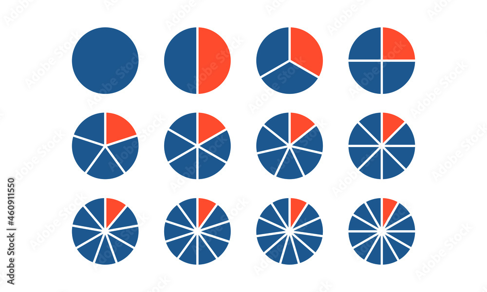 Pie chart inforgaphic set. Simply shapes pieces. Vector illustration ...