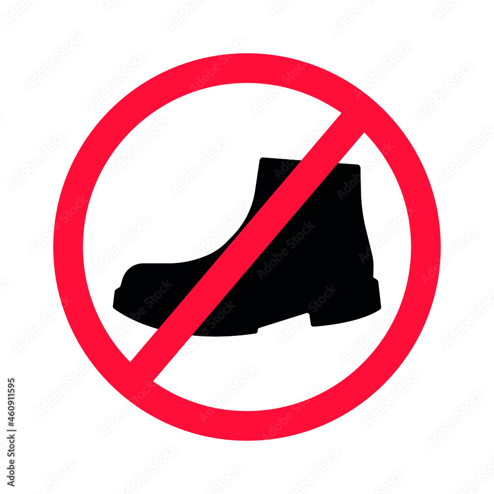 Man prohibited sign. Not for man, Stop symbol. Man shoe icon. Red ...