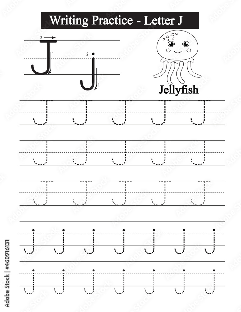 Alphabet tracing worksheet. A-Z writing pages. Handwriting exercise for ...