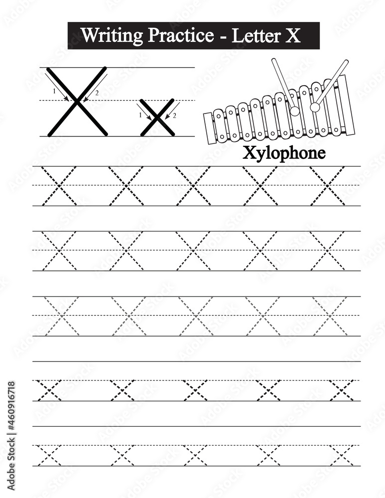 Alphabet tracing worksheet. A-Z writing pages. Handwriting exercise for ...