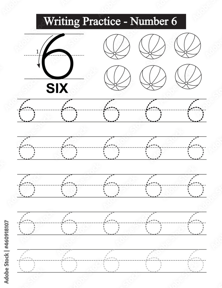 Numbers tracing worksheet. 1-10 writing pages. Handwriting exercise for ...