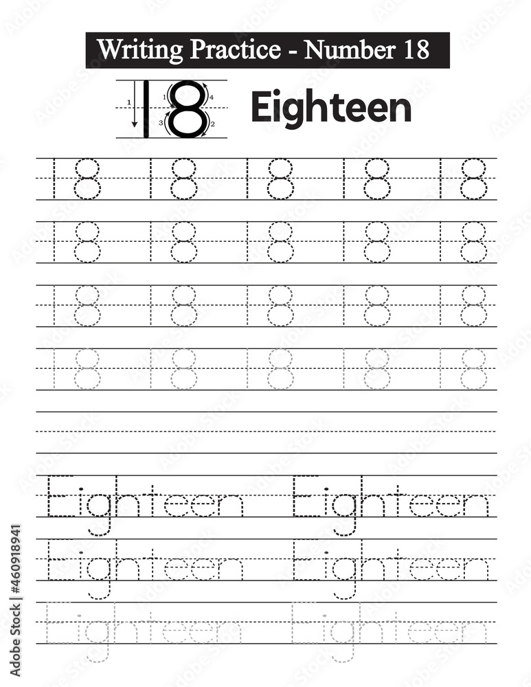 Numbers tracing worksheet. 0-100 writing pages. Handwriting exercise ...