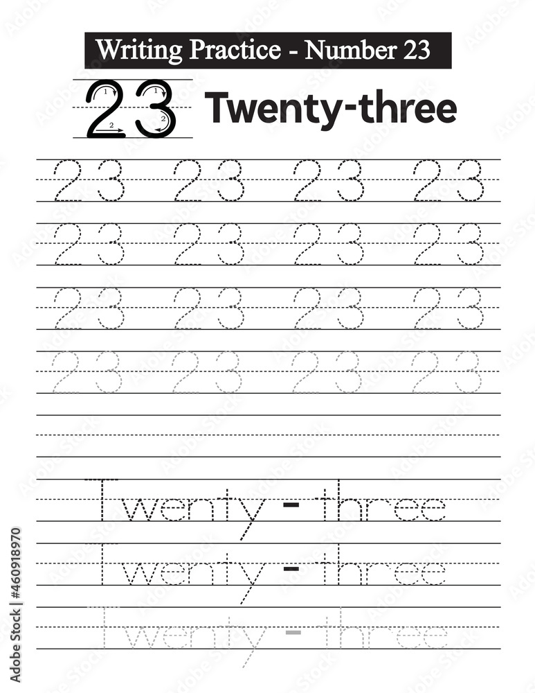 ภาพประกอบสต็อก Numbers tracing worksheet. 0-100 writing pages ...