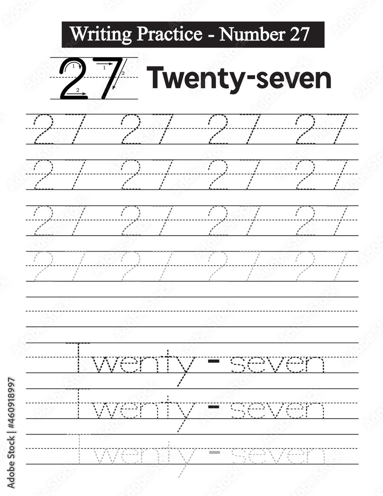 Numbers tracing worksheet. 0-100 writing pages. Handwriting exercise ...