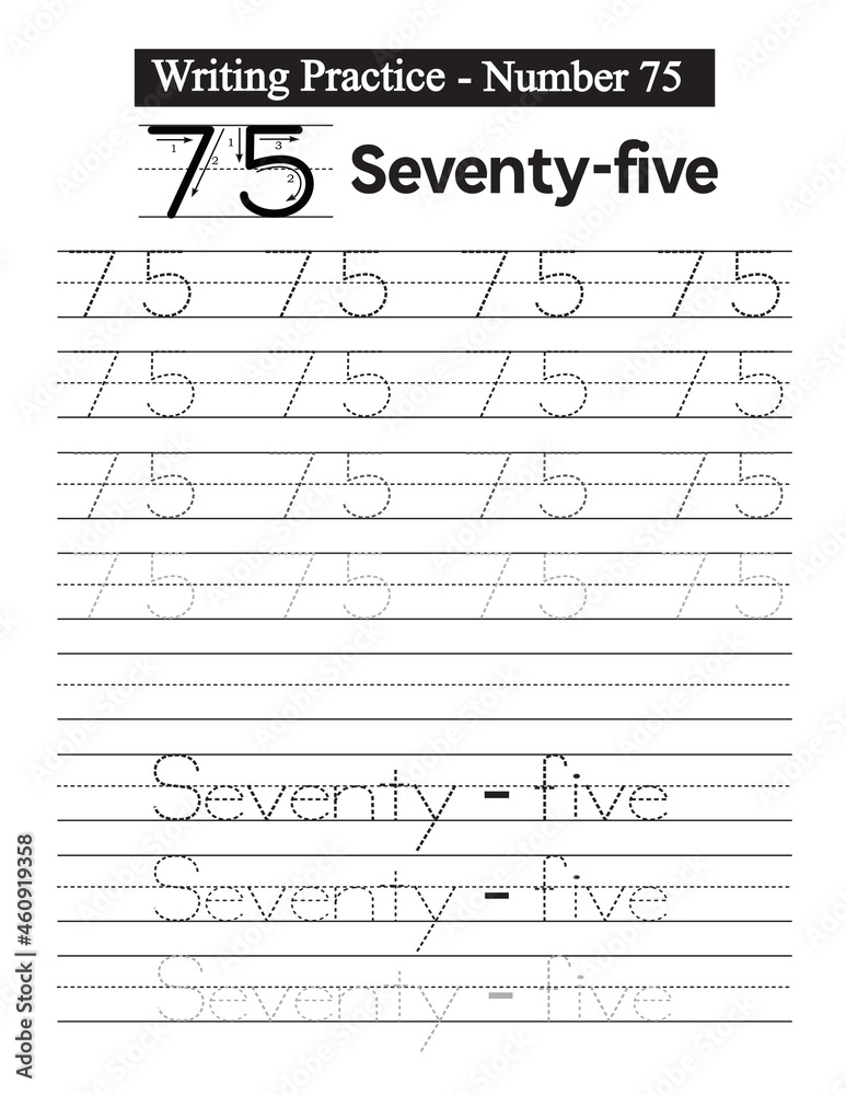 Numbers tracing worksheet. 0-100 writing pages. Handwriting exercise ...