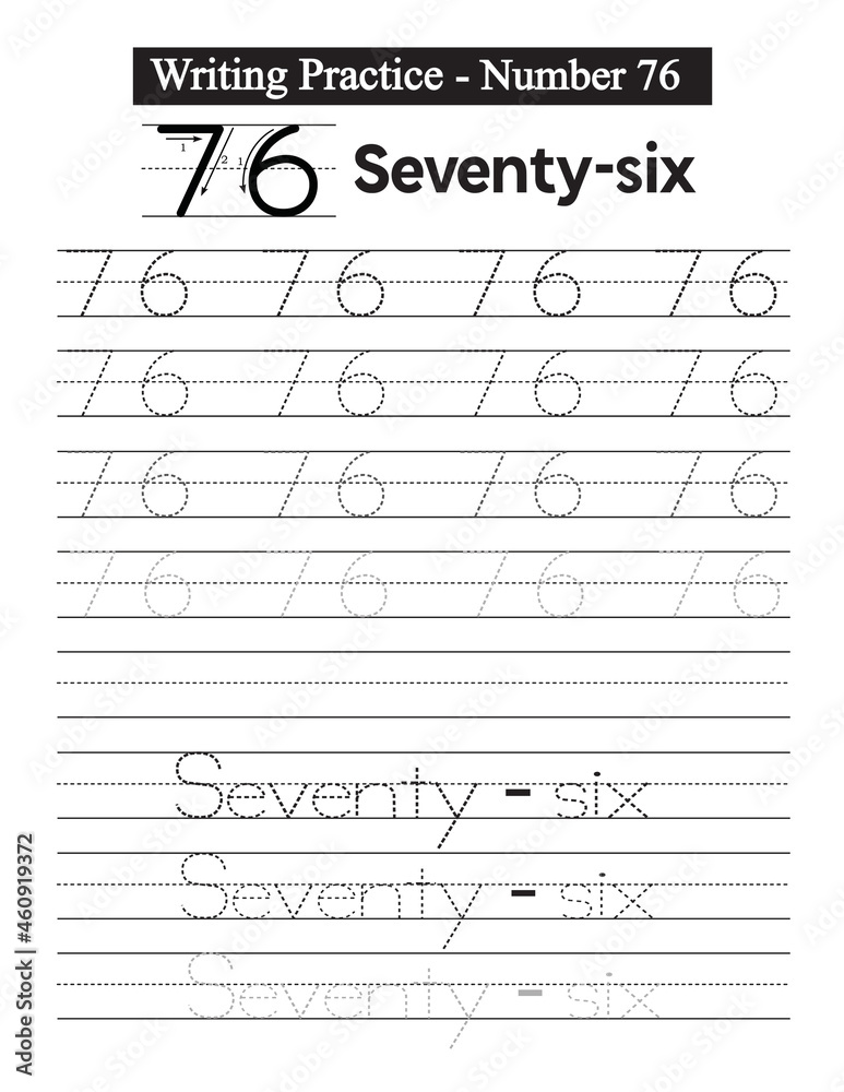 Numbers tracing worksheet. 0-100 writing pages. Handwriting exercise ...