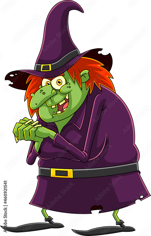 Ugly Halloween Witch Cartoon Character. Vector Hand Drawn Illustration ...
