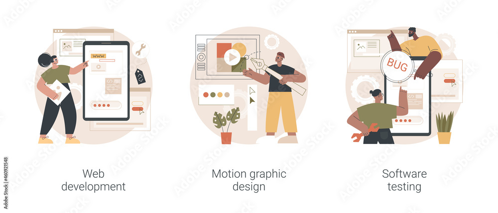IT company service abstract concept vector illustration set. Web ...