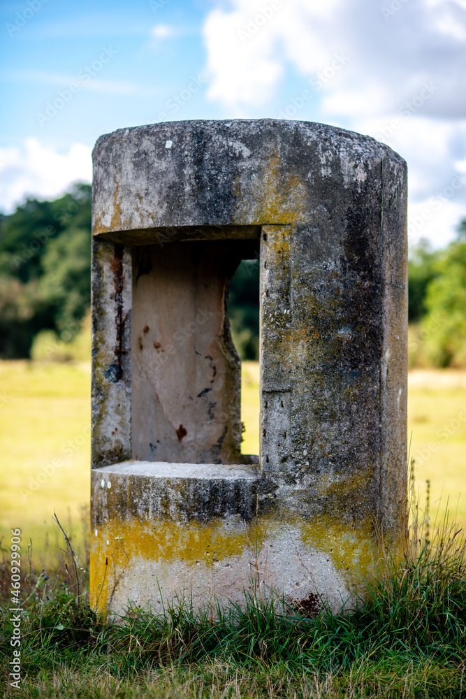 An old concrete barrier with moss and fall colors Stock Photo | Adobe Stock
