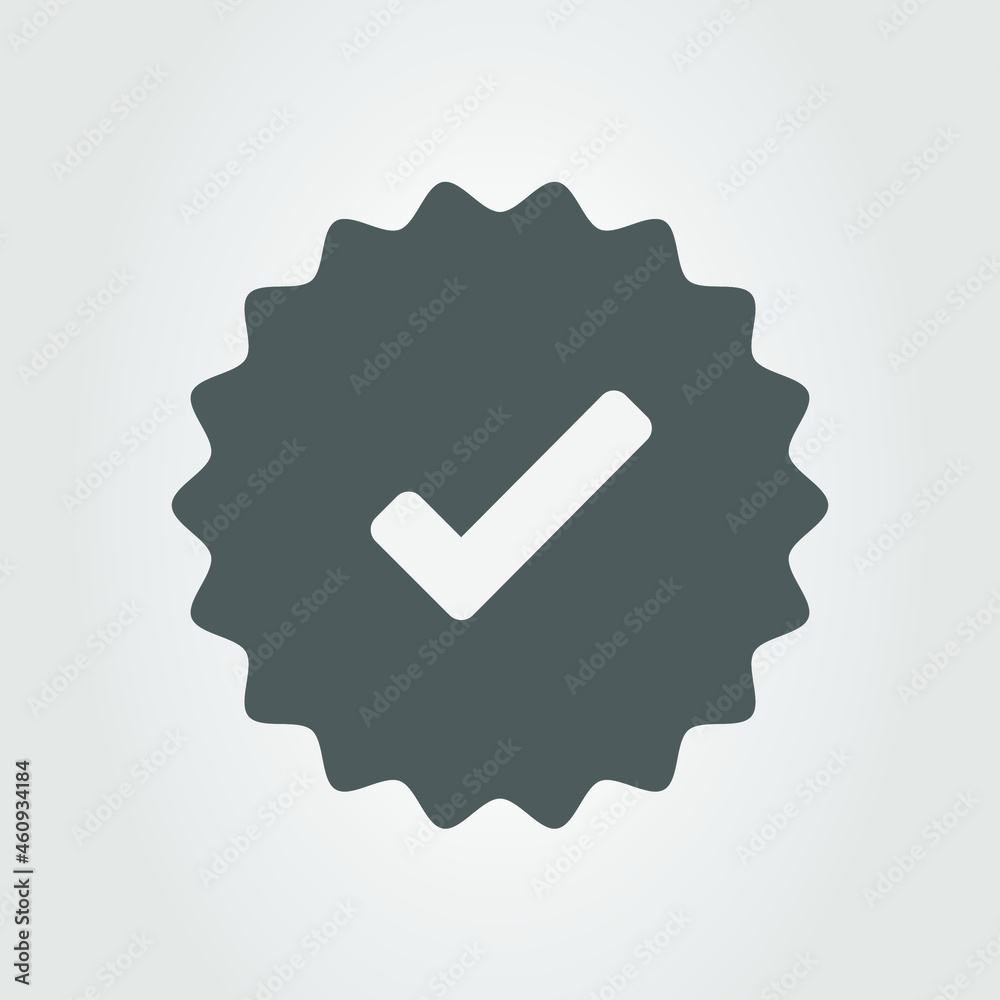 Vetor de Top social media account sign. Check mark in rounded corners ...