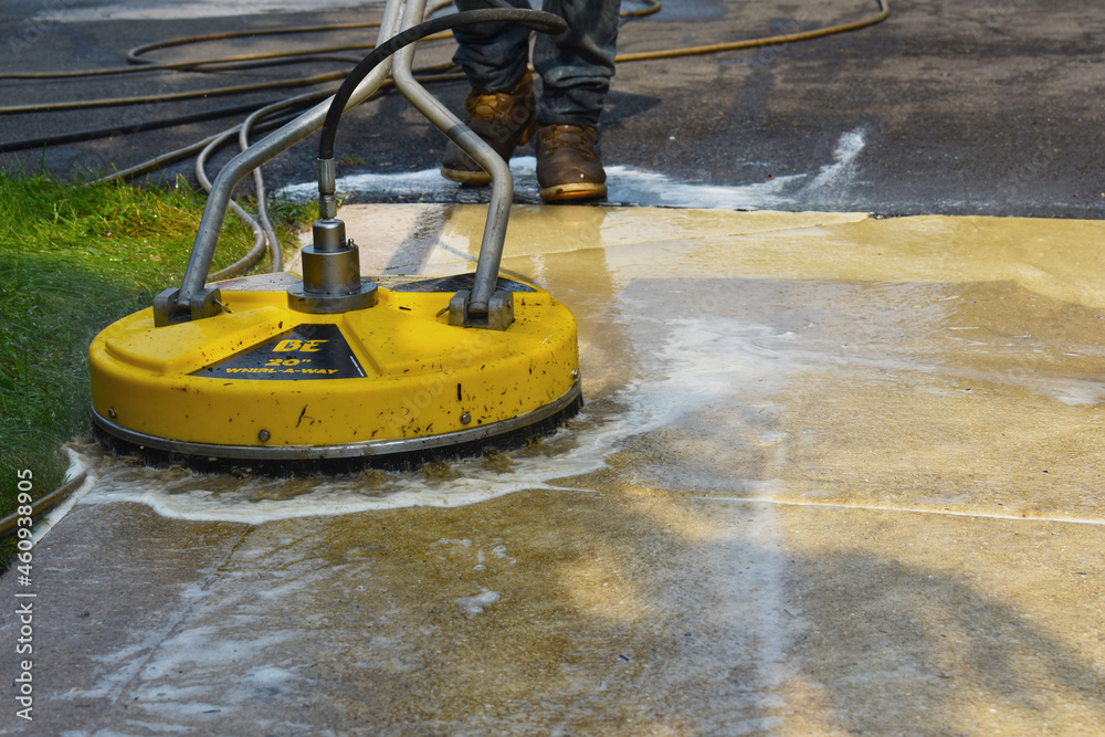 Pressure Washing on Concrete Pathway Stock Photo | Adobe Stock