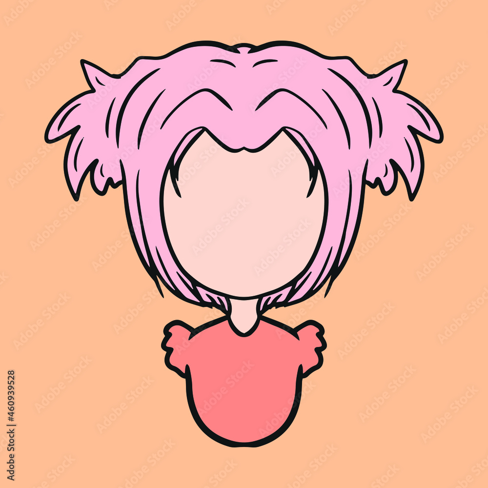 Cute little girl with pink hair, editable vector file for your brand ...