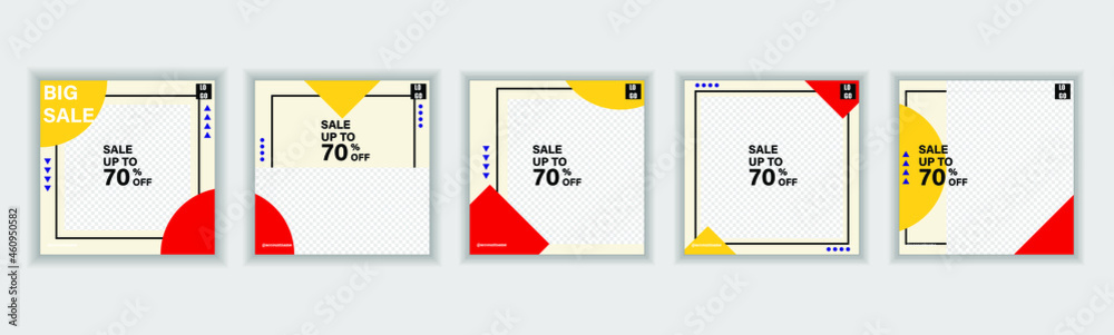 Set of editable social media background template design with dummy text ...