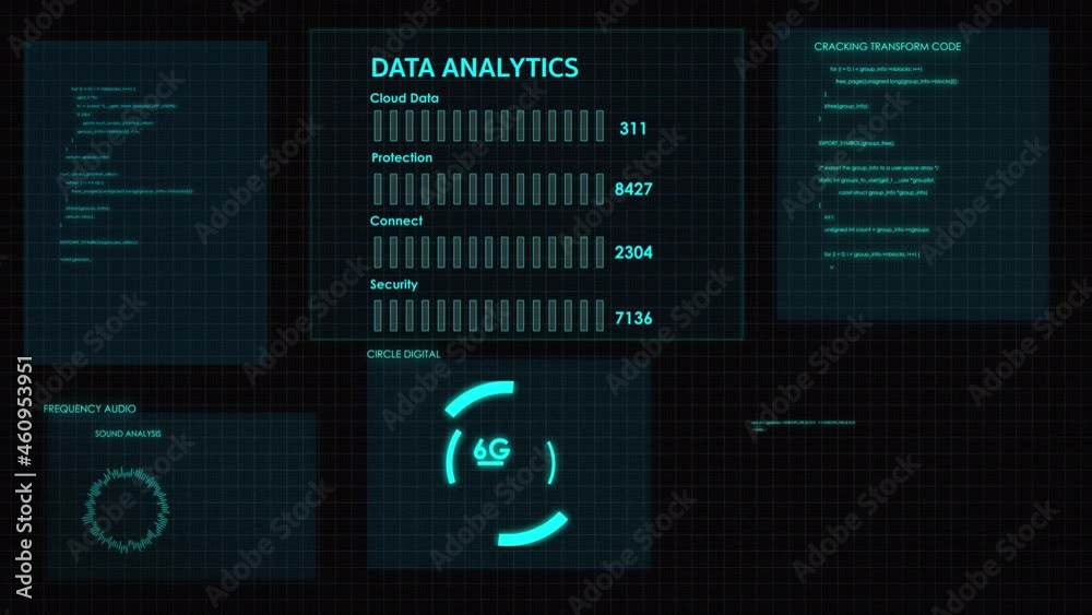 HUD graphic of screen. Futuristic user interface glow GUI digital text ...