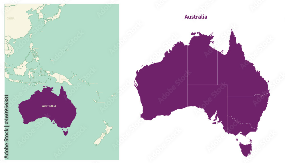 Australia map. map of australia and neighboring countries. Stock Vector ...