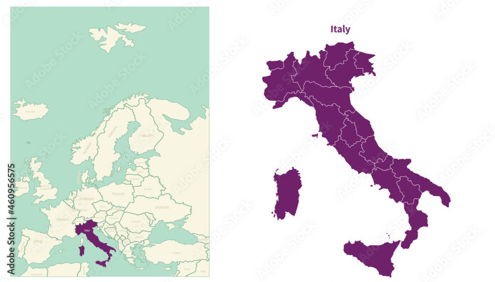 Italy map. map of Italy and neighboring countries. European countries ...