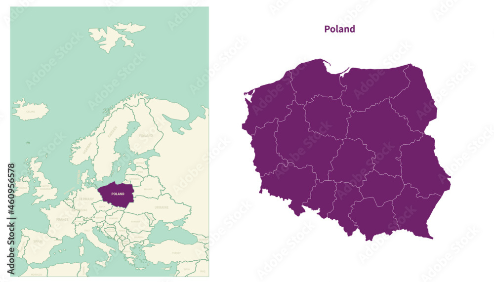 Poland map. map of Poland and neighboring countries. European countries ...