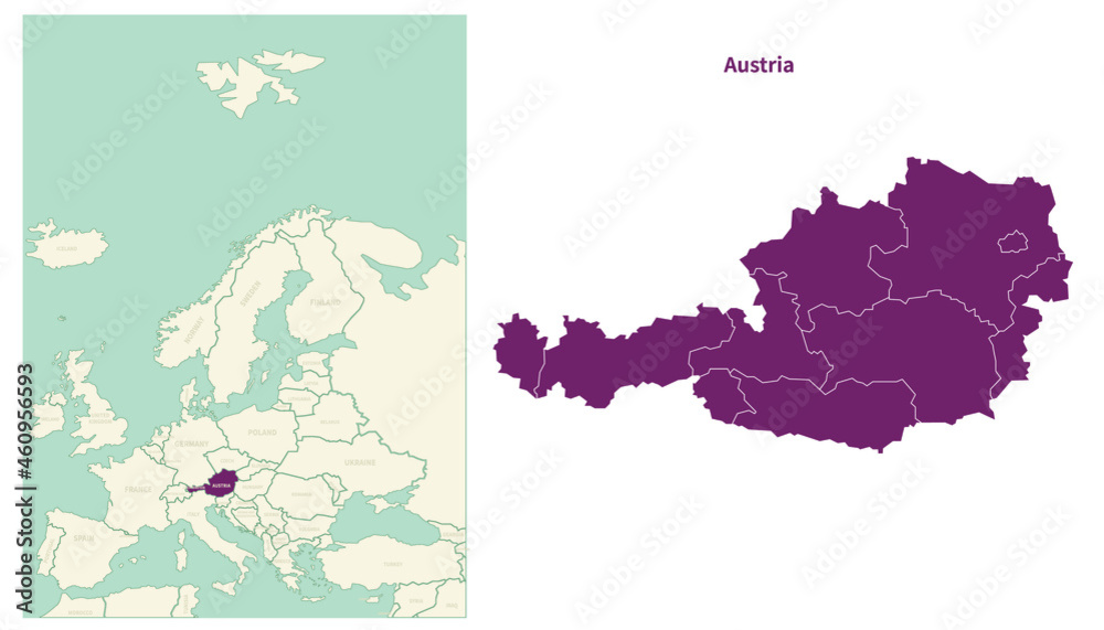Austria map. map of Austria and neighboring countries. European ...
